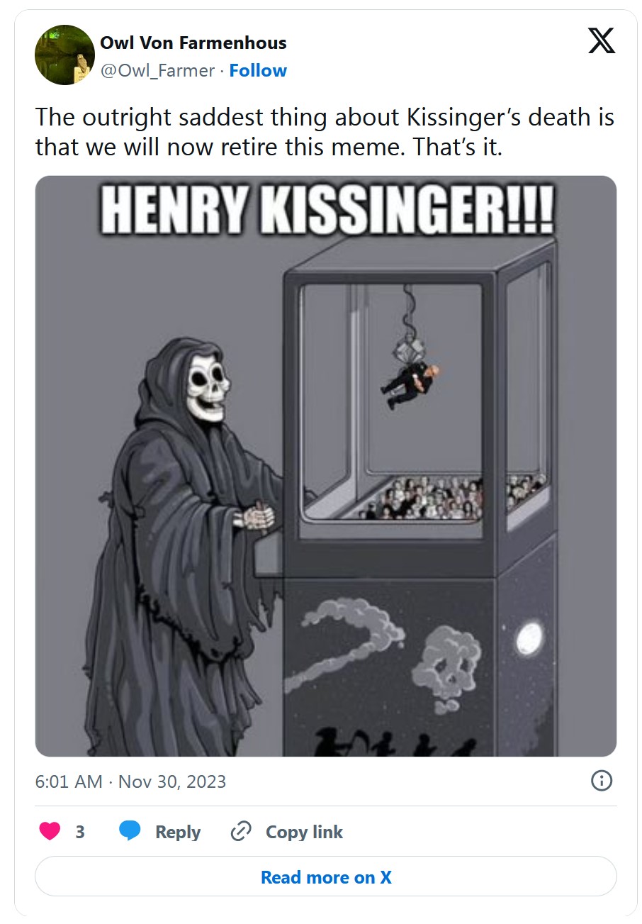 Henry Kissinger stirbt im Alter von 100 Jahren – OffGuardian | Axel B.C ...